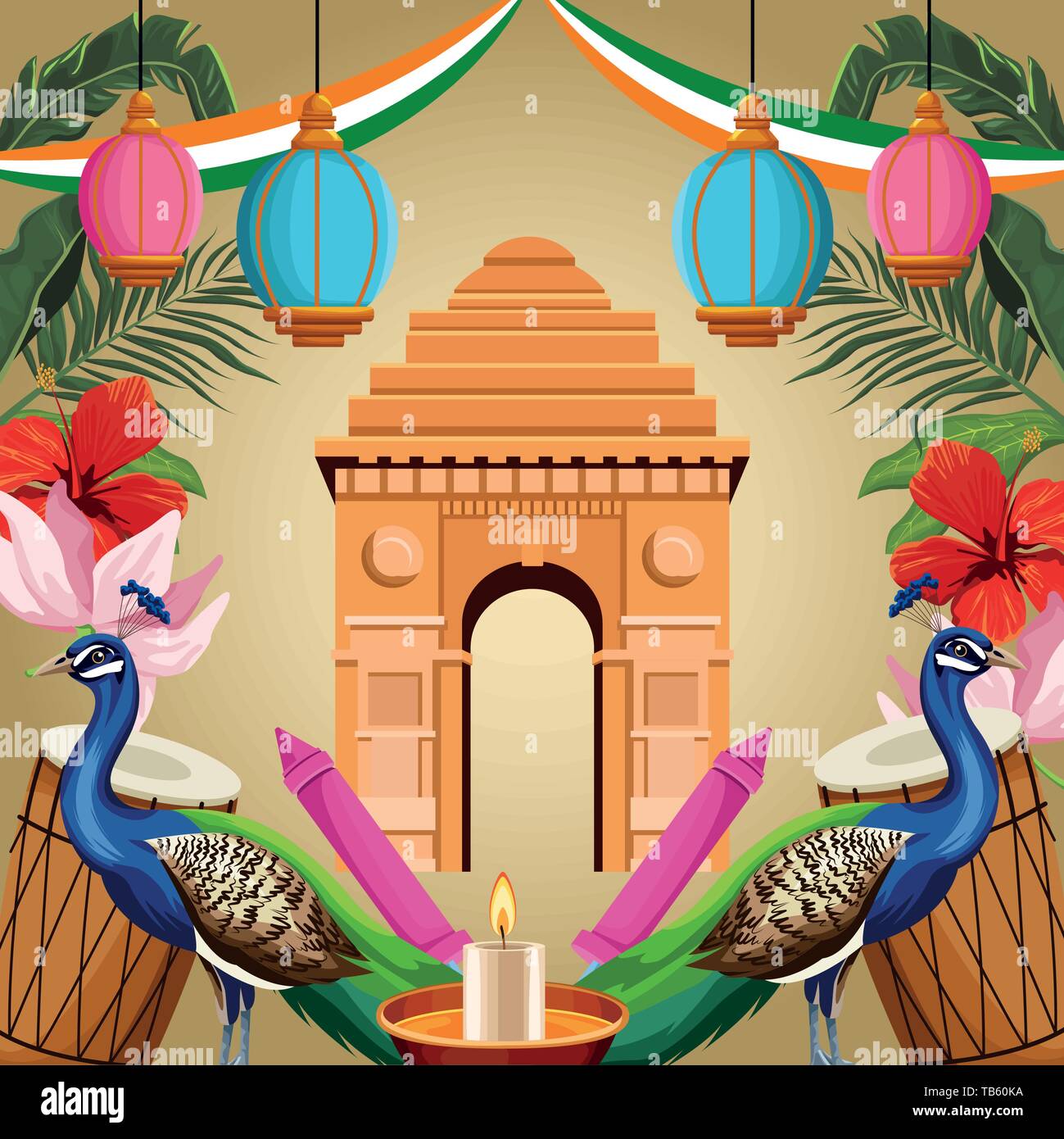 India national monument tourism card Stock Vector Image & Art - Alamy