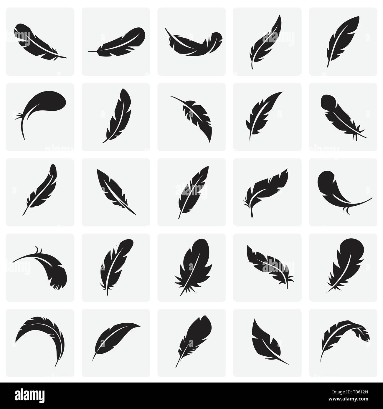Feather icons set on squares background for graphic and web design ...