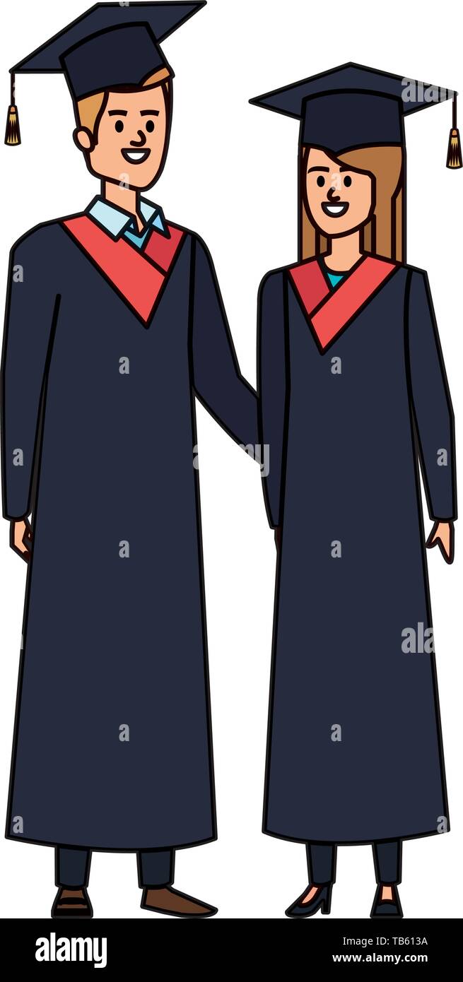 young couple students graduated characters Stock Vector Image & Art - Alamy