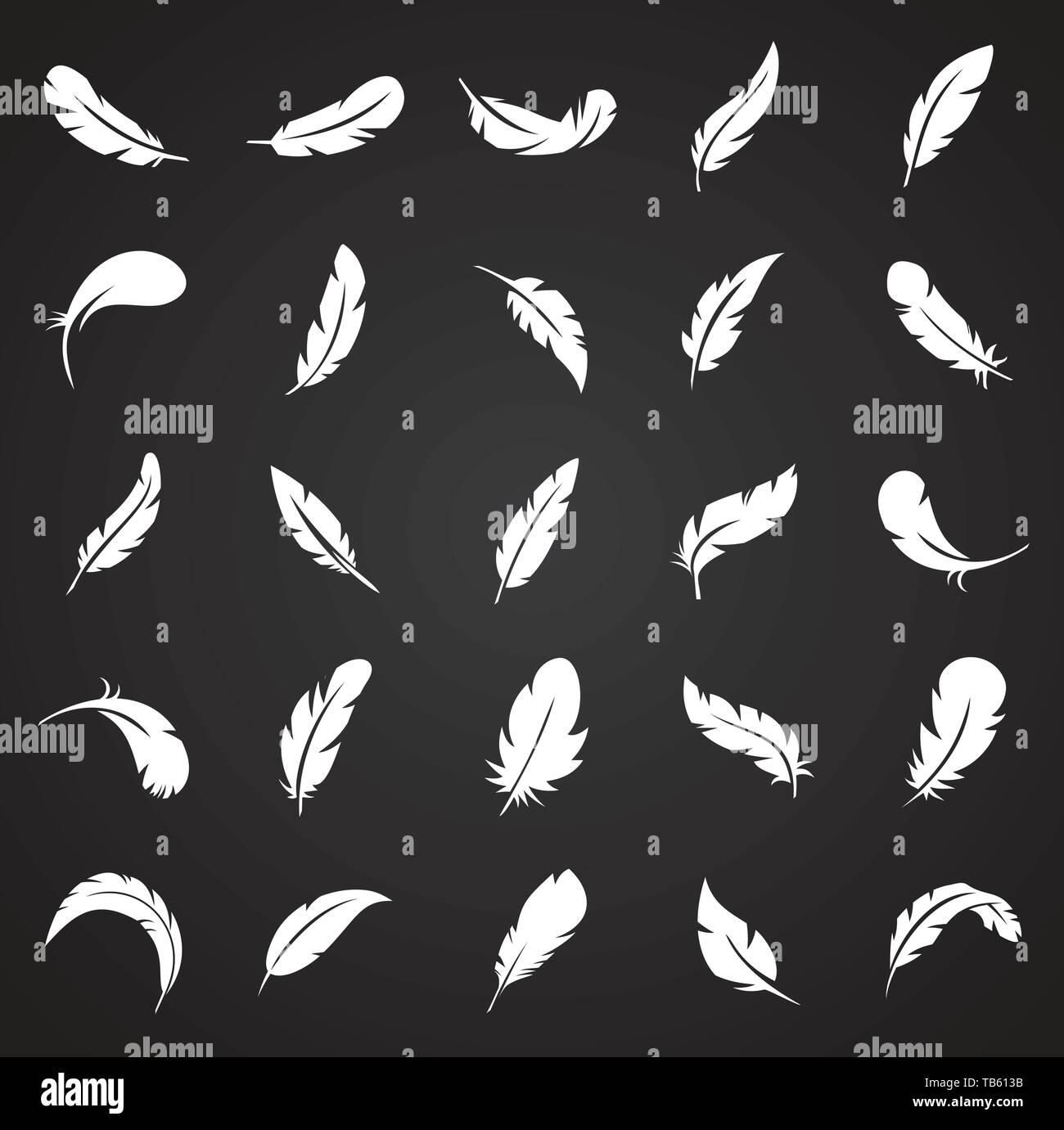 Feather icons set on black background for graphic and web design ...