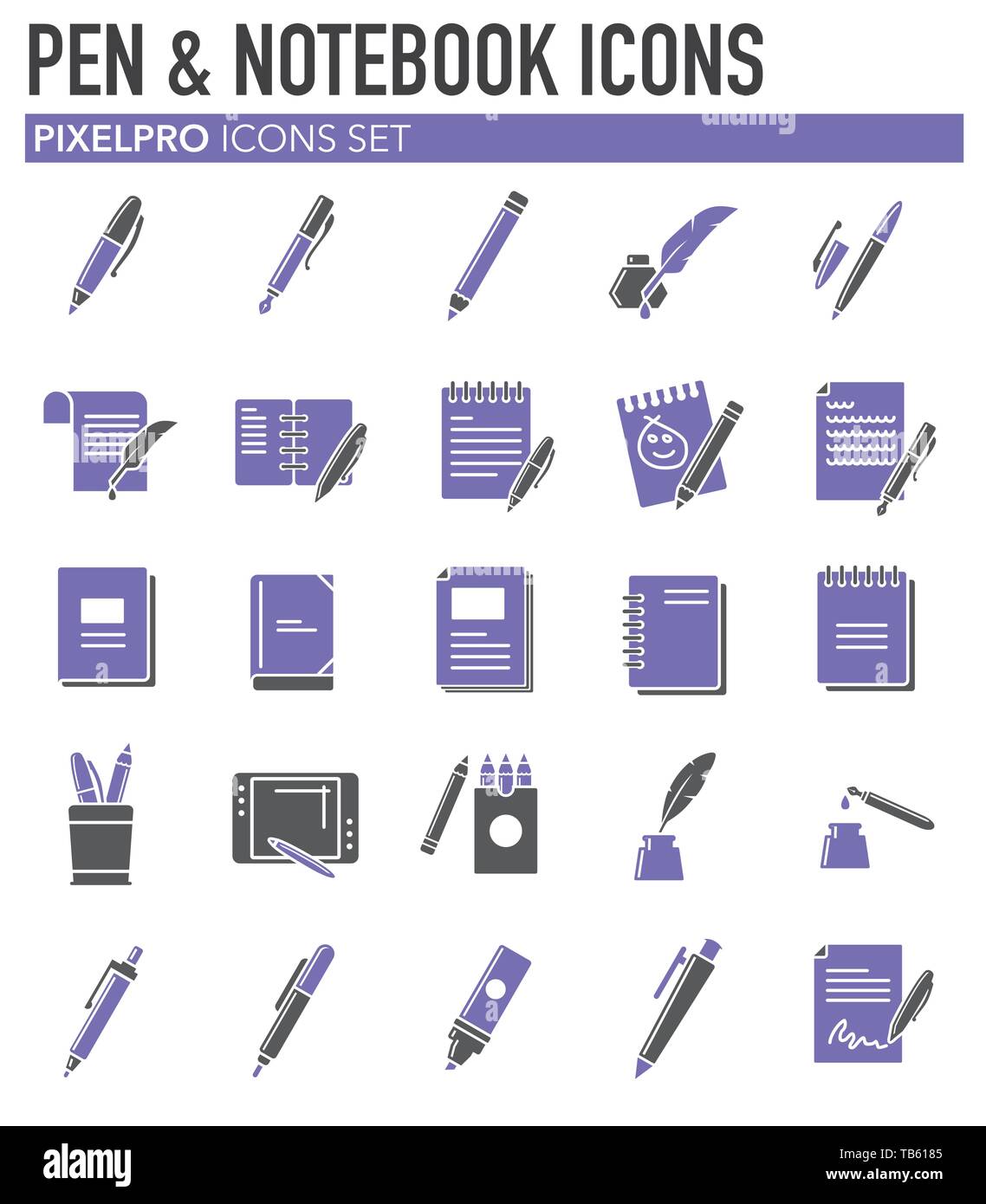 Writing related icons set on background for graphic and web design ...