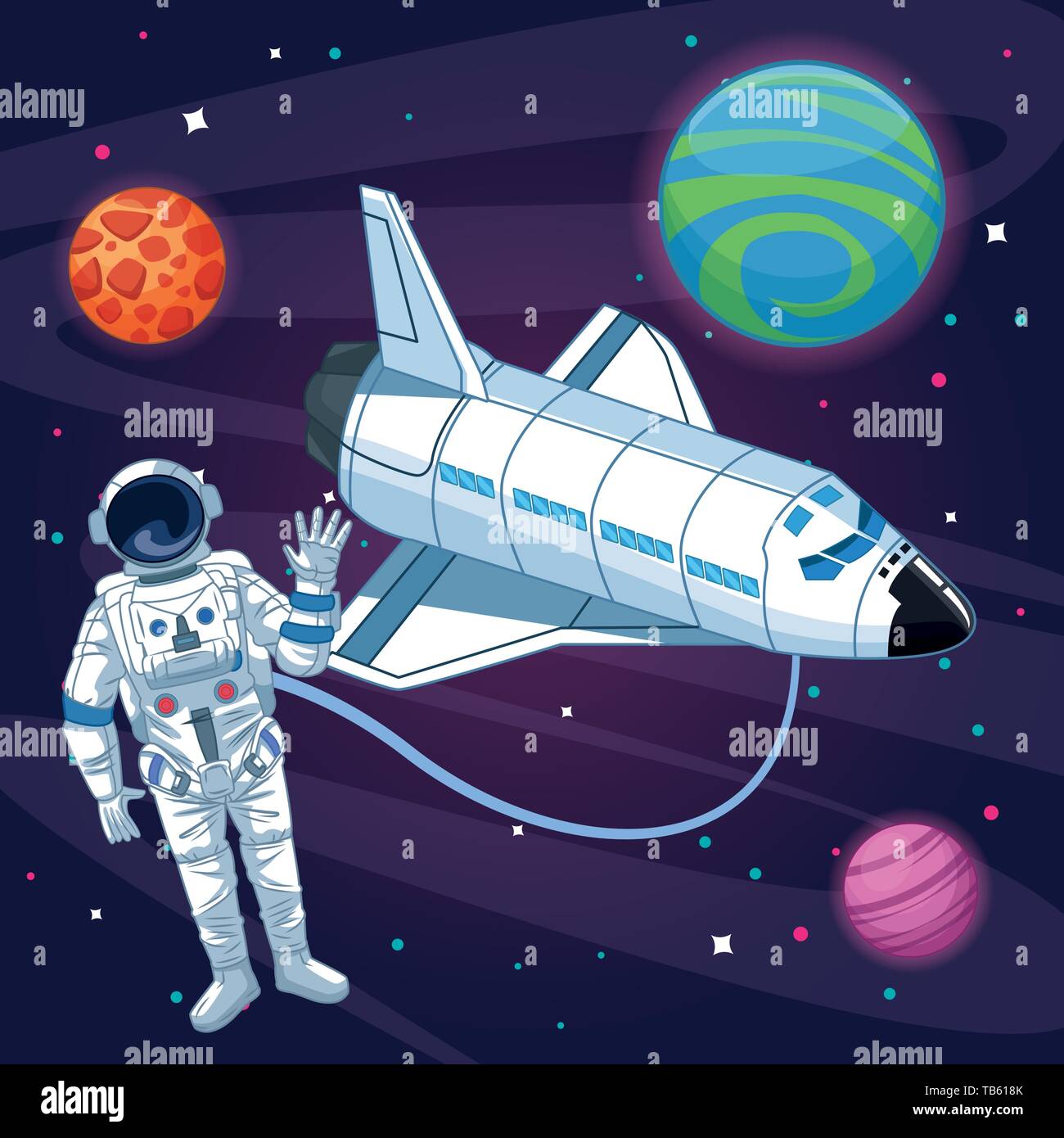 Astronaut in the galaxy cartoon Stock Vector Image & Art - Alamy