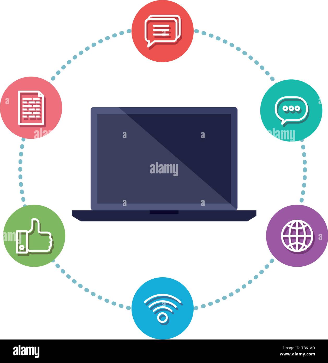 laptop with social media icons Stock Vector Image & Art - Alamy