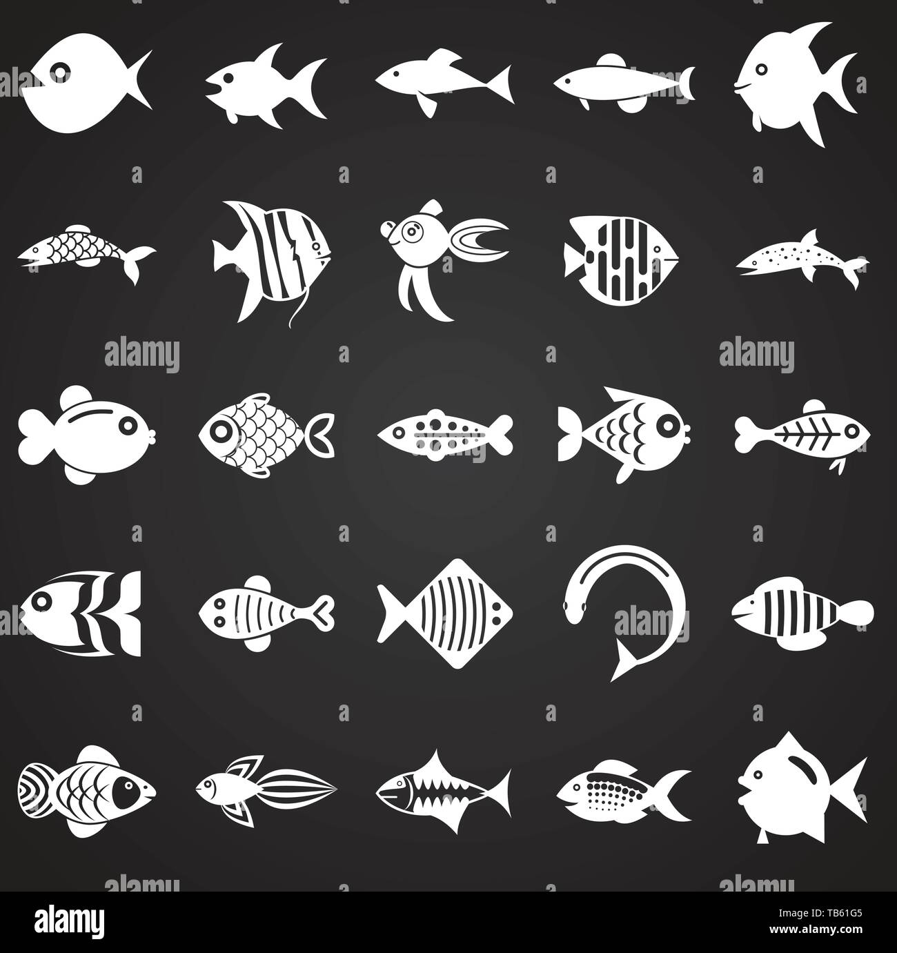 Fish icons set on background for graphic and web design. Simple ...