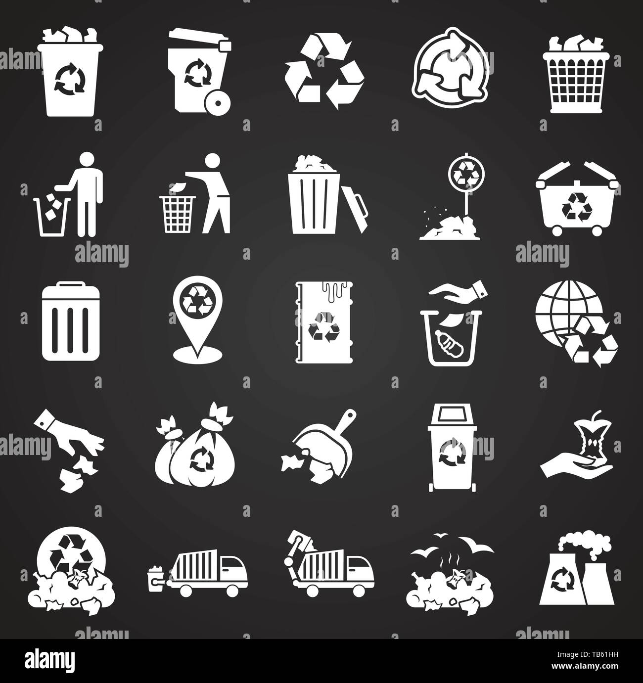 Garbage related icons set on background for graphic and web design ...