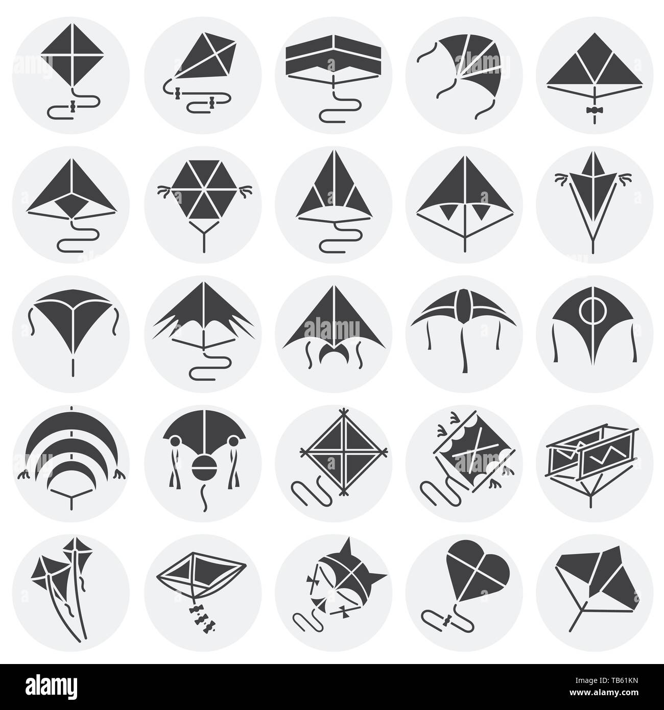 Kites icons set on circles background for graphic and web design ...