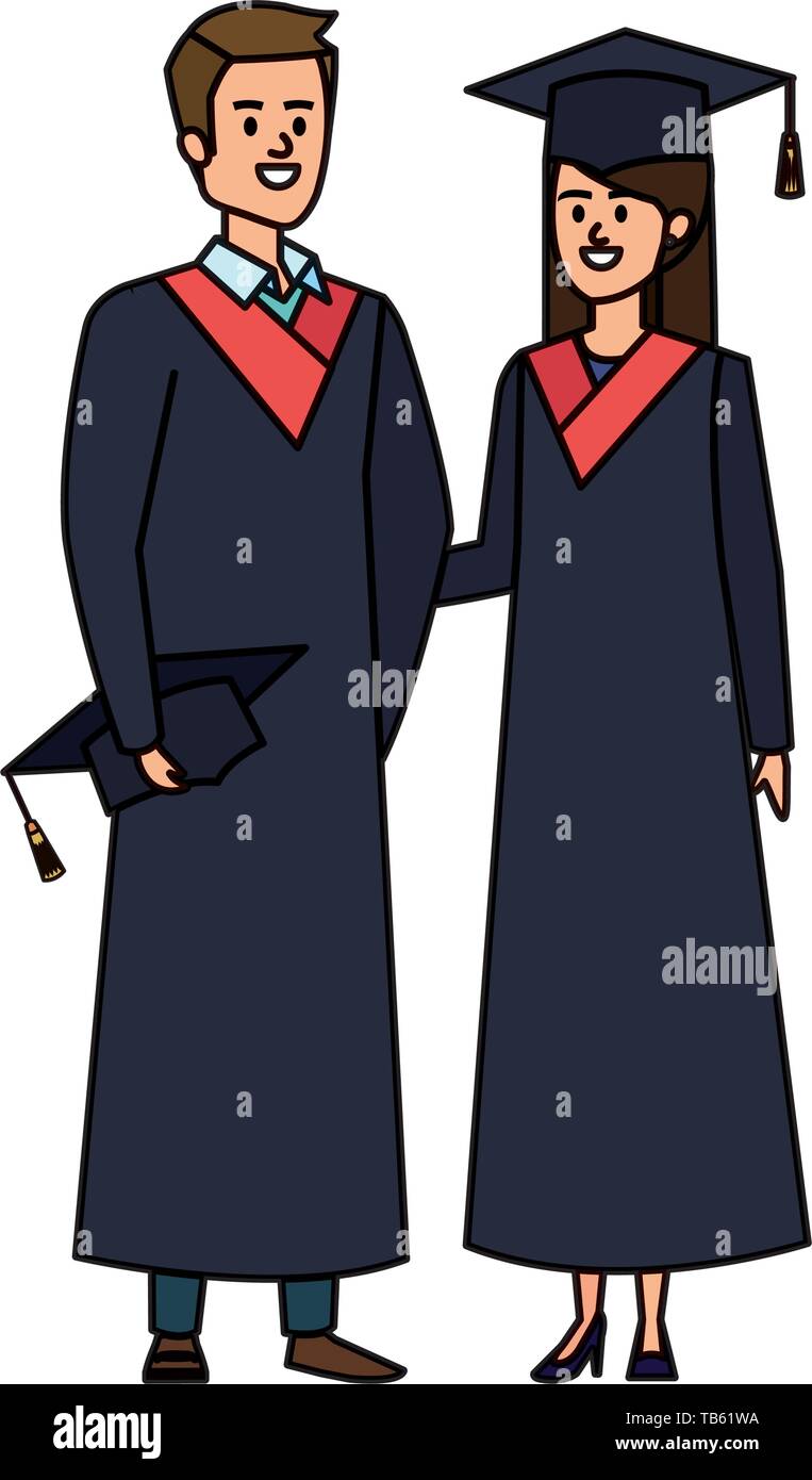 young couple students graduated characters Stock Vector Image & Art - Alamy