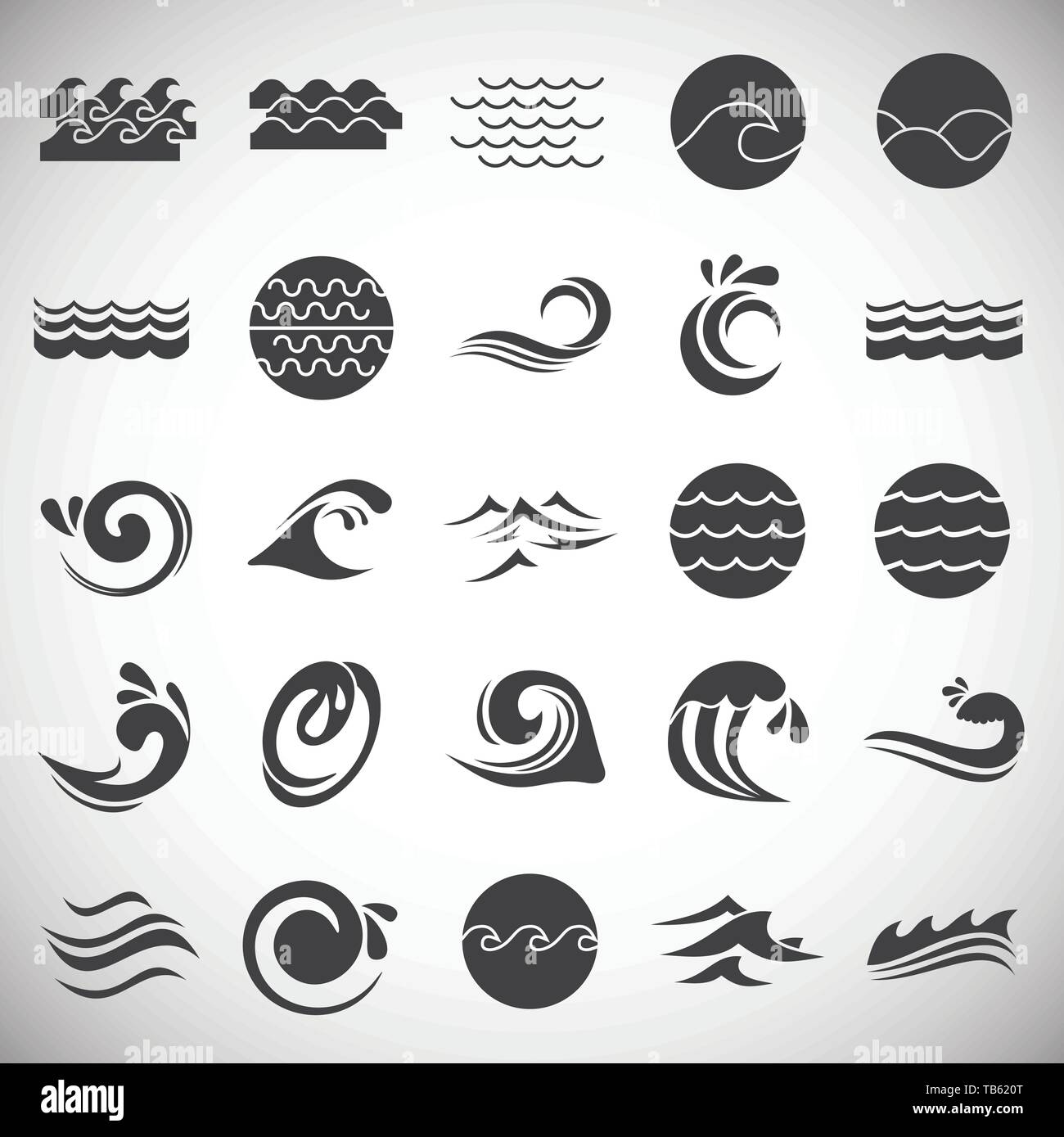Waves icons set on white background for graphic and web design. Simple ...