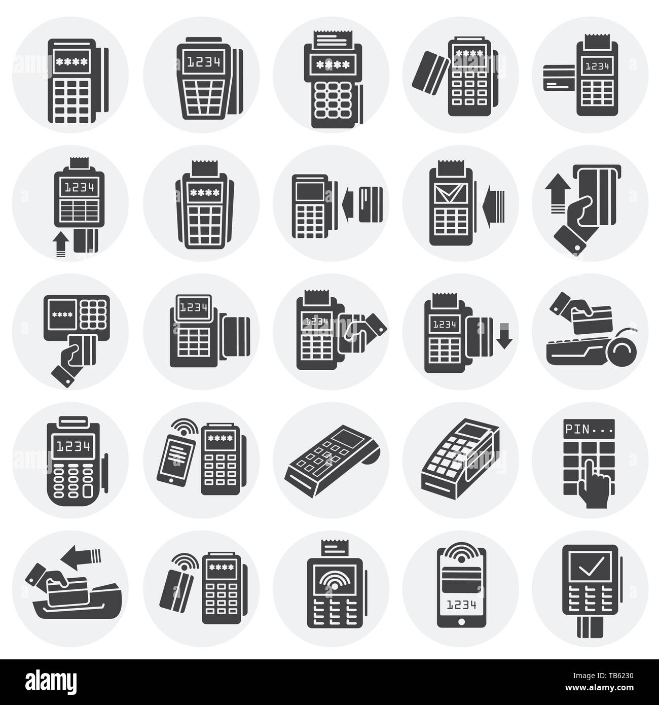 Pos terminal icons set on background for graphic and web design. Simple ...
