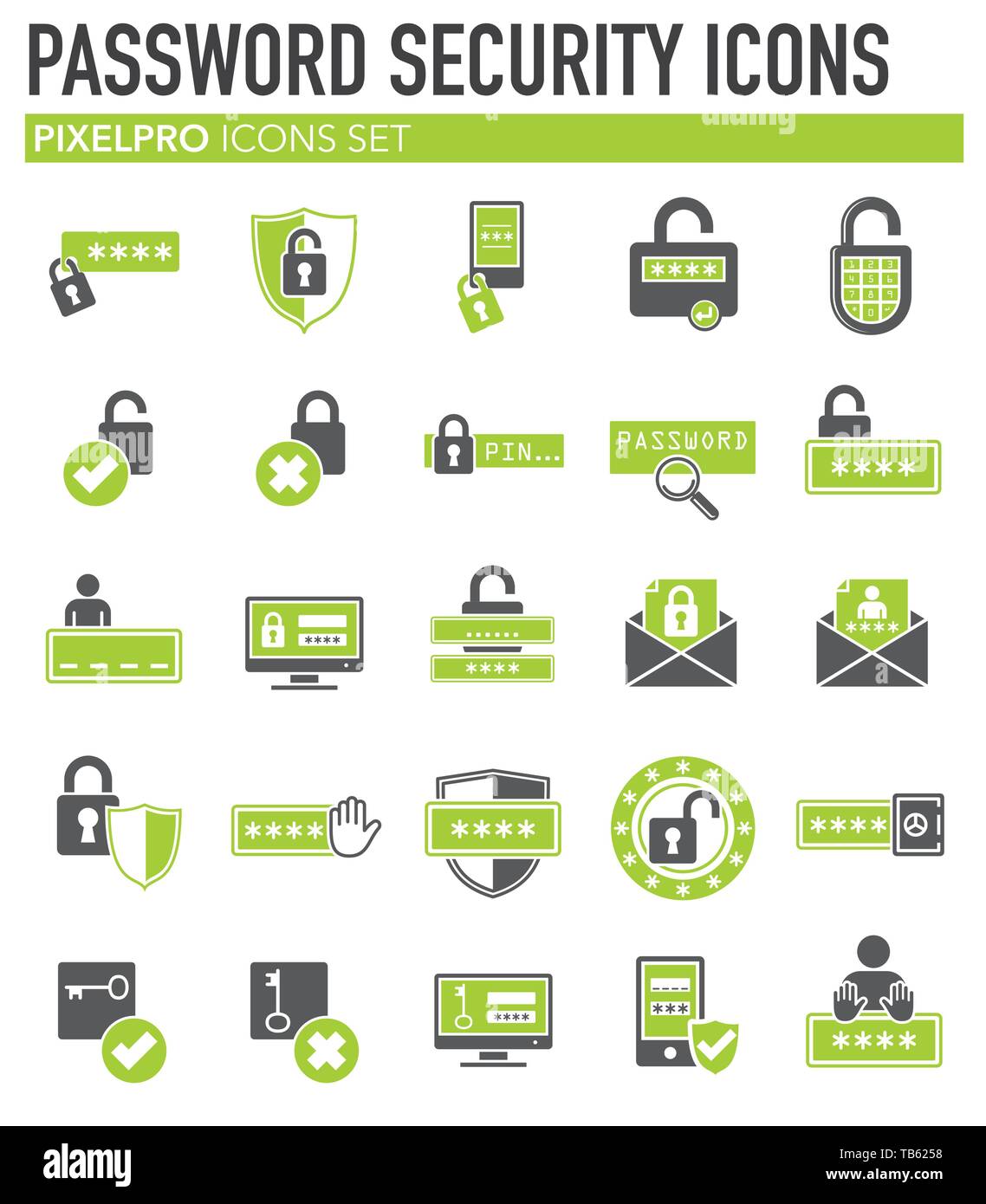 Password related icons set on background for graphic and web design ...