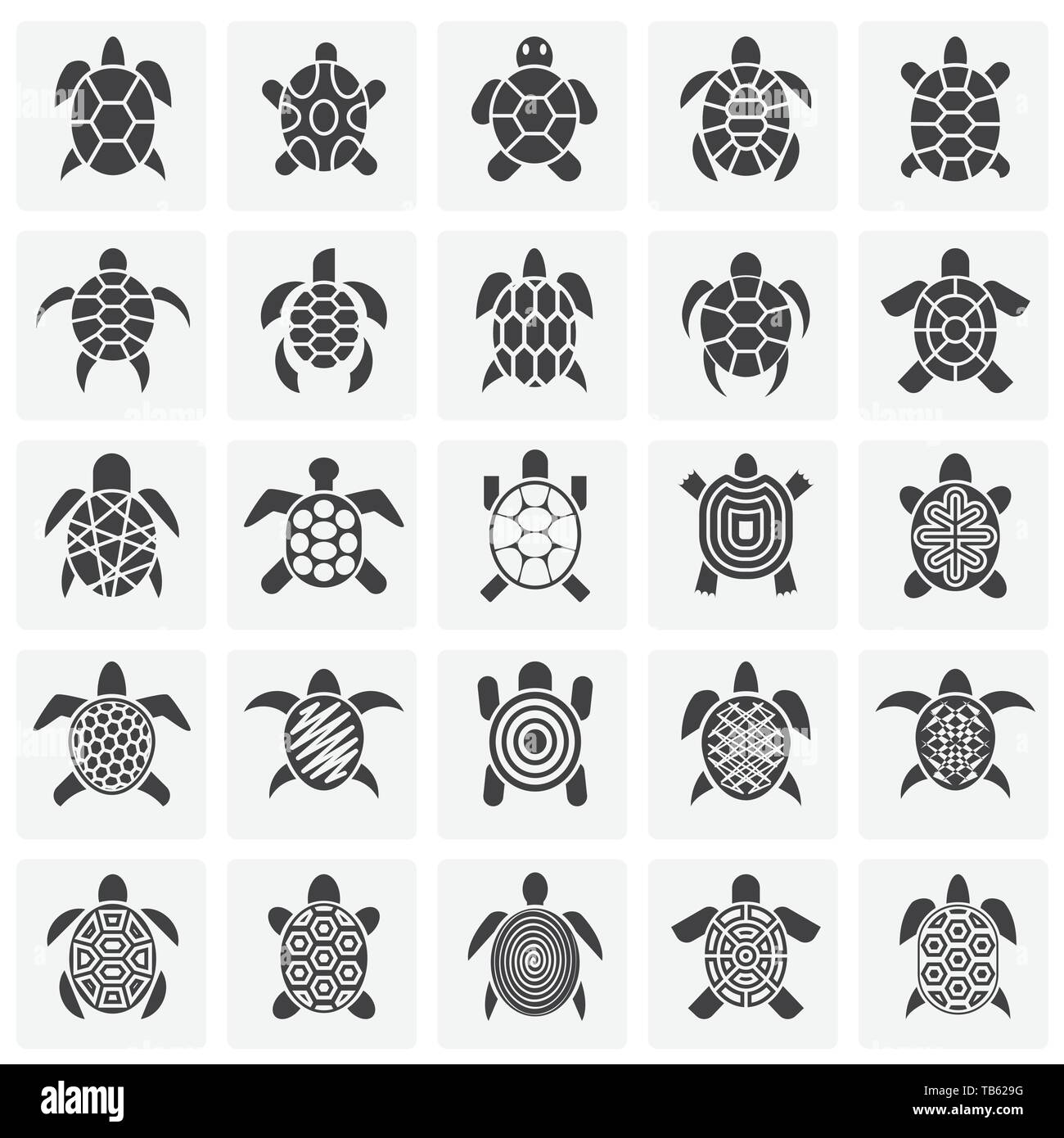 Sea turtle icons set on background for graphic and web design. Simple ...