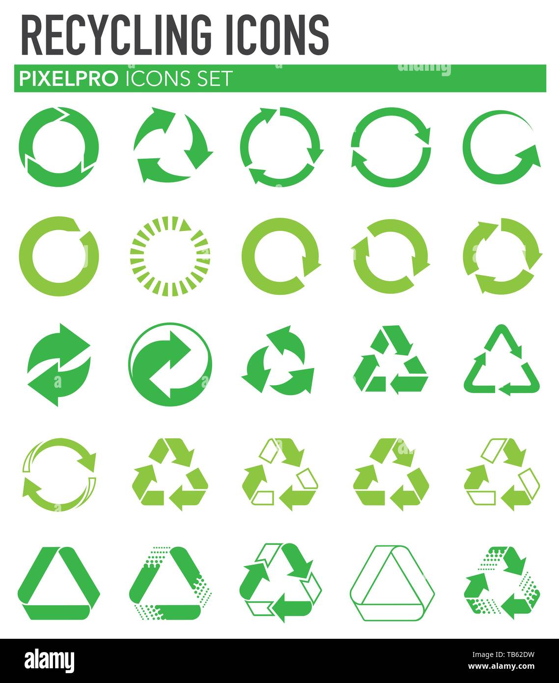 Recycling icons set on white background for graphic and web design ...