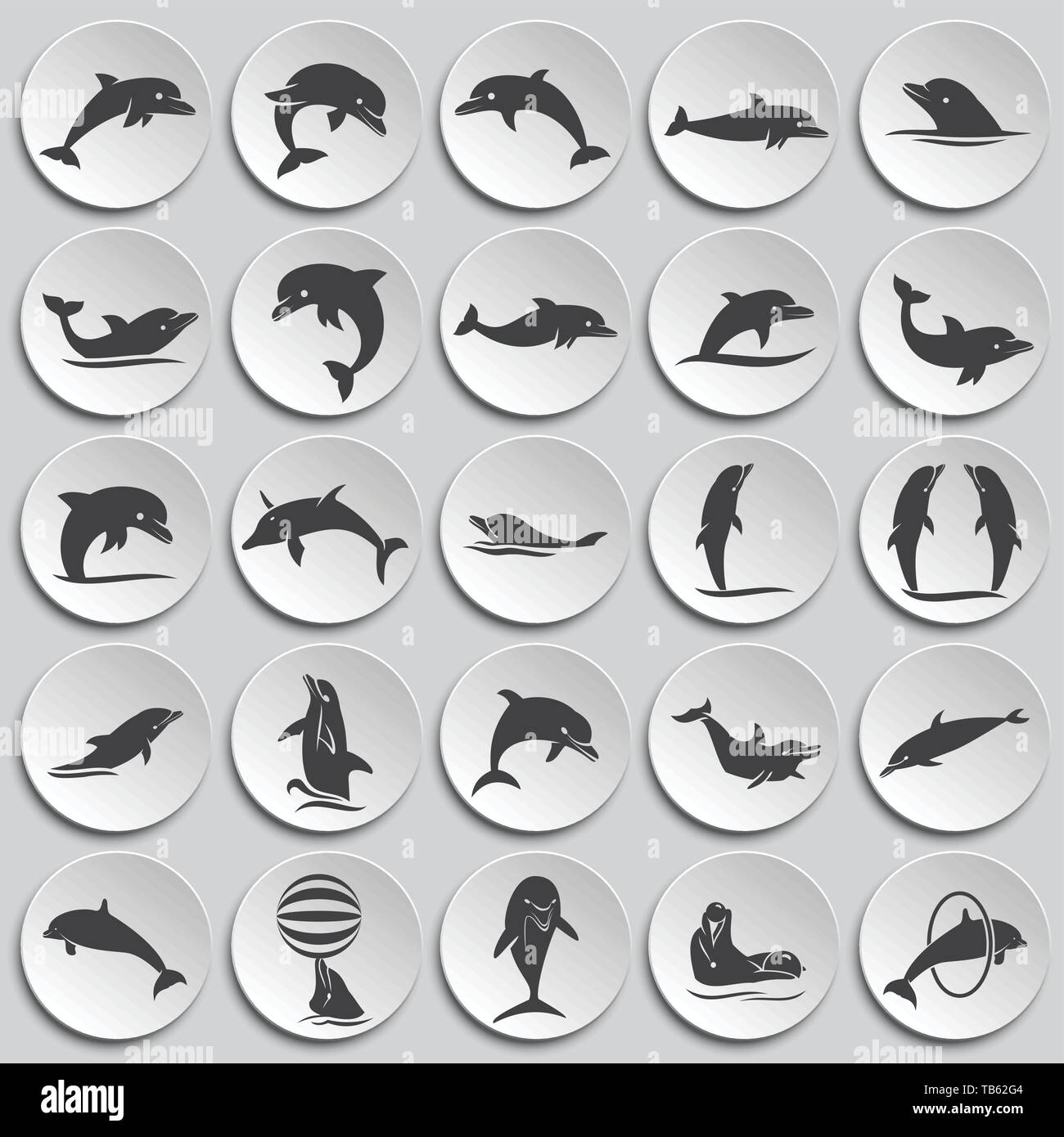 Dolphin icons set on background for graphic and web design. Simple ...