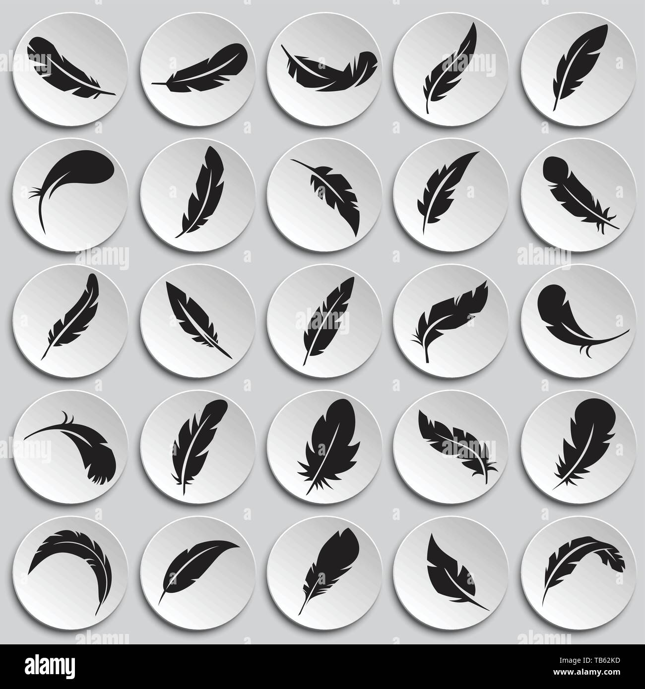 Feather icons set on plates background for graphic and web design ...