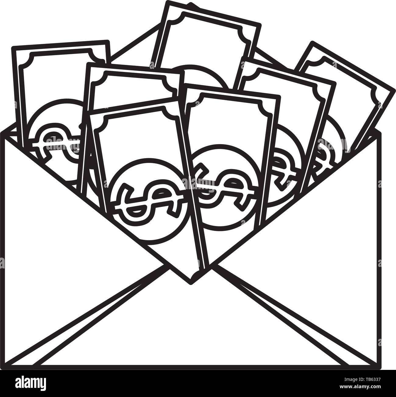 envelope with bills money dollars Stock Vector Image & Art - Alamy