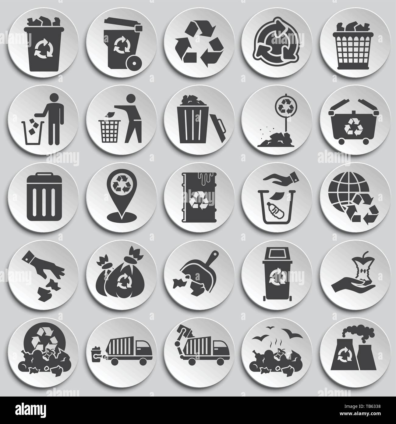 Garbage related icons set on background for graphic and web design ...