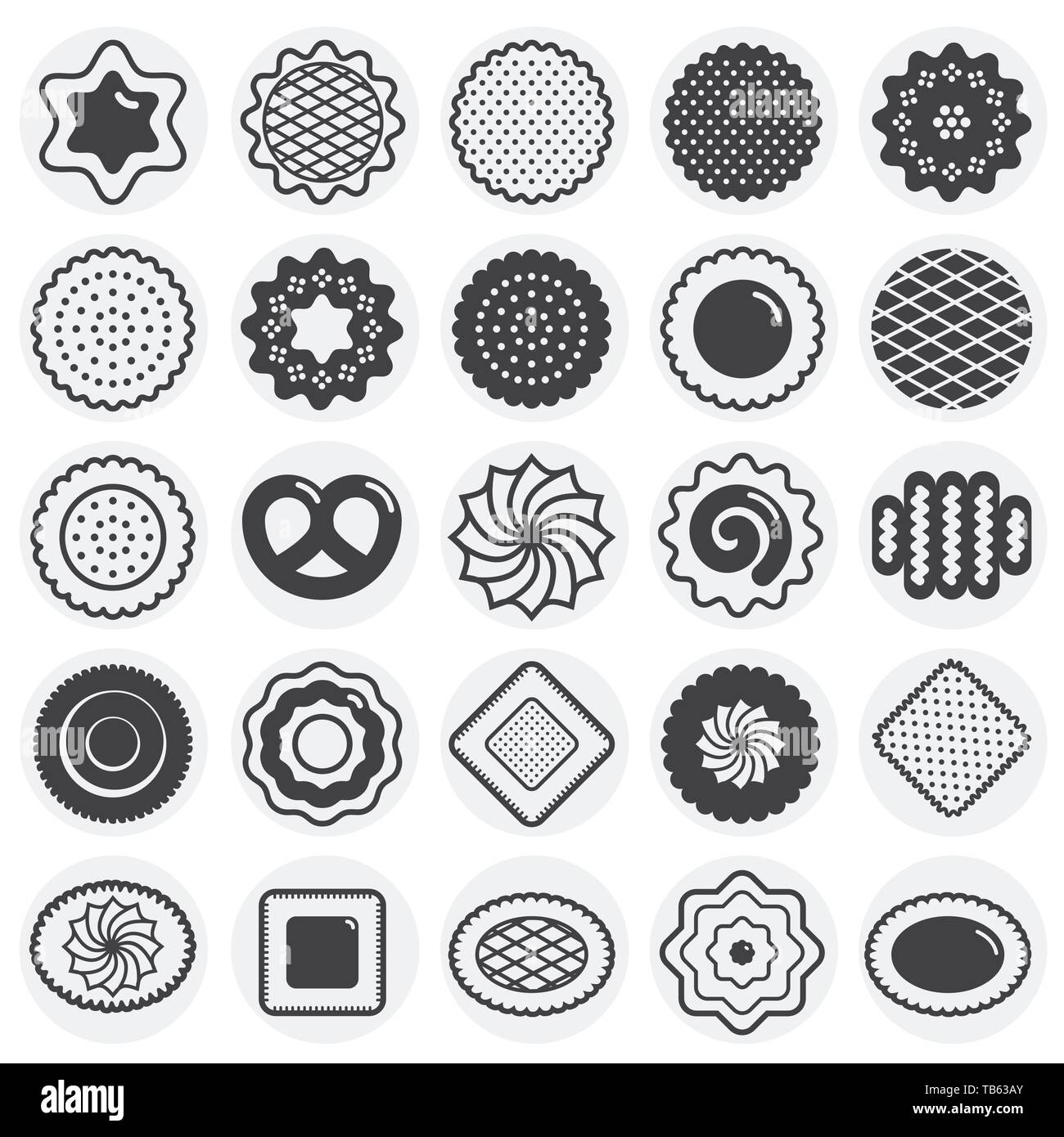 Cookies icons set on circles background for graphic and web design ...