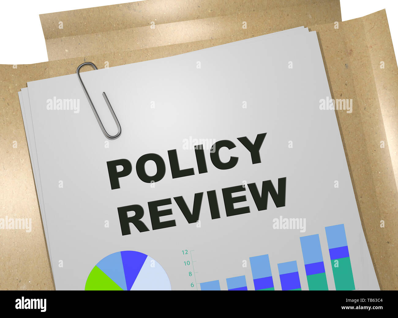 3D illustration of POLICY REVIEW title on business document Stock Photo ...