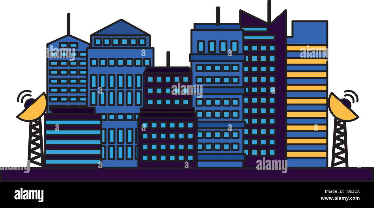 smart city buldings antenna communication Stock Vector Image & Art - Alamy