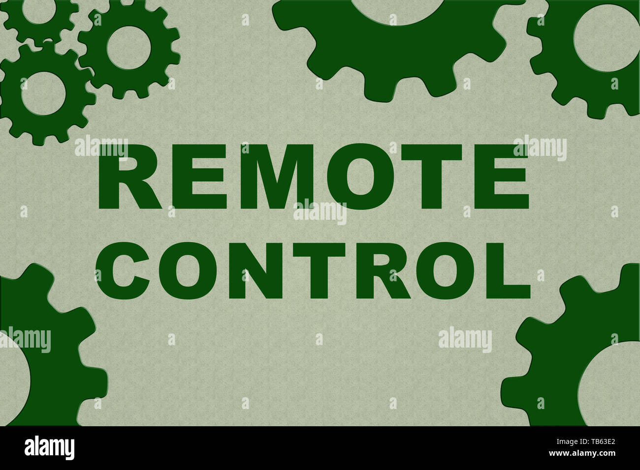 REMOTE CONTROL sign concept illustration with green gear wheel figures ...