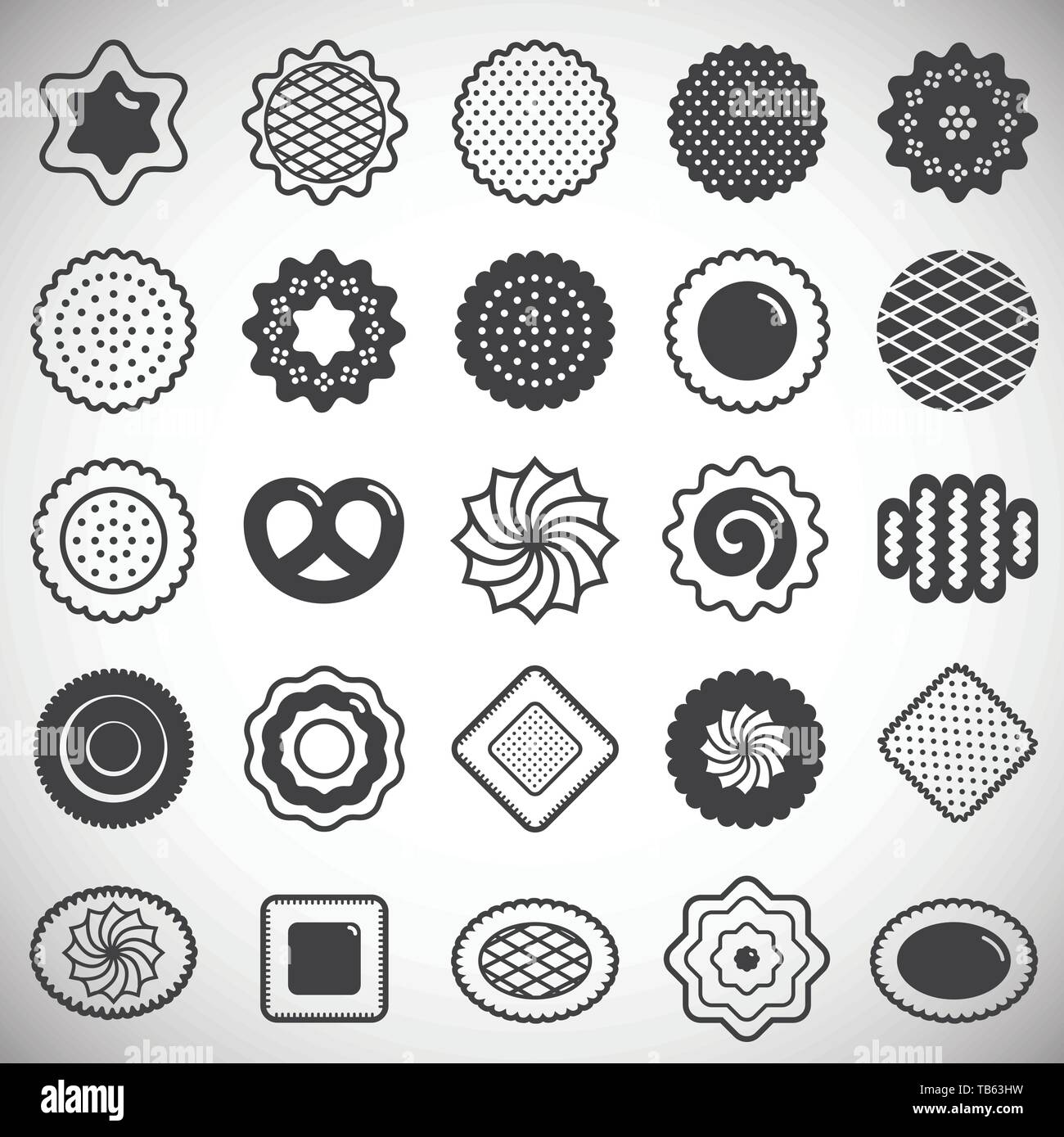 Cookies icons set on white background for graphic and web design ...