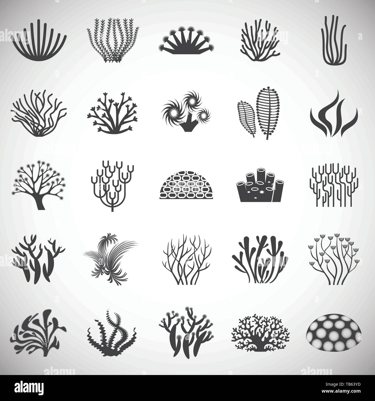 Coral icons set on background for graphic and web design. Simple ...