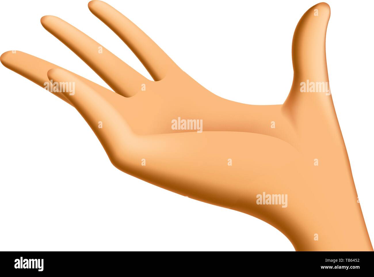 Vector illustration. Open offering hand with shadows and lights. Soft ...