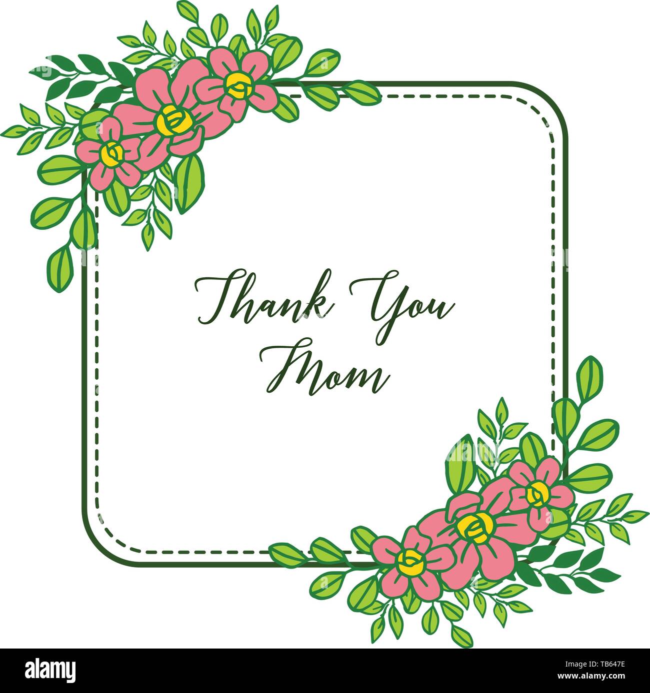 Vector illustration poster thank you mom for pattern art leaf flower ...