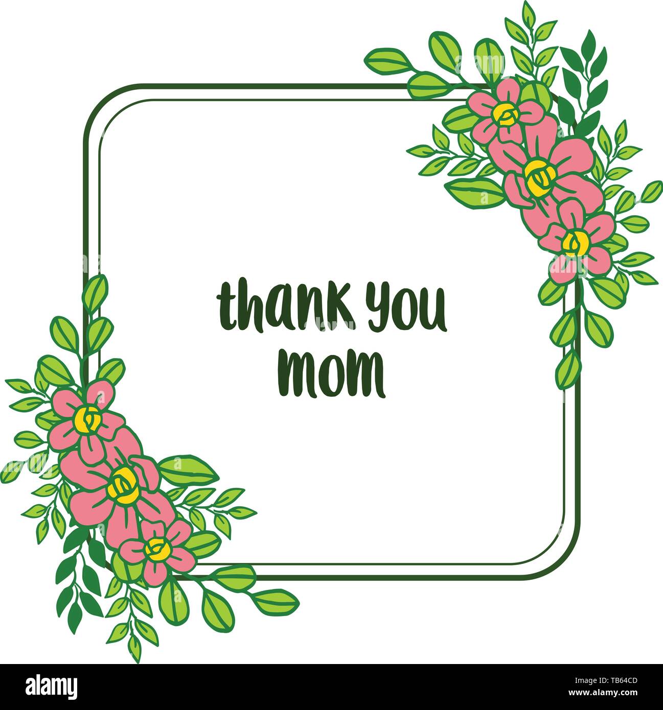 Vector illustration poster thank you mom for pattern art leaf flower ...
