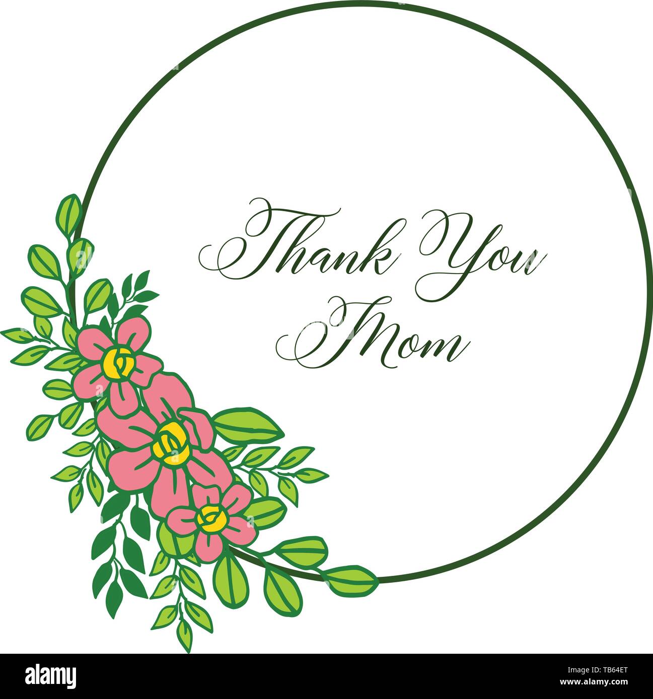 Vector illustration poster thank you mom for pattern art leaf flower ...
