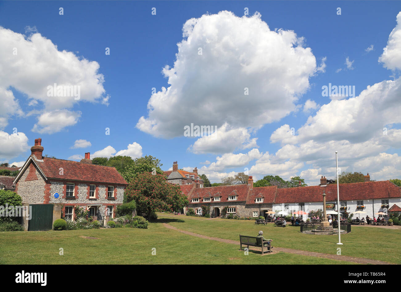 The picturesque village green and Tiger Inn at East Dean, Sussex, UK ...