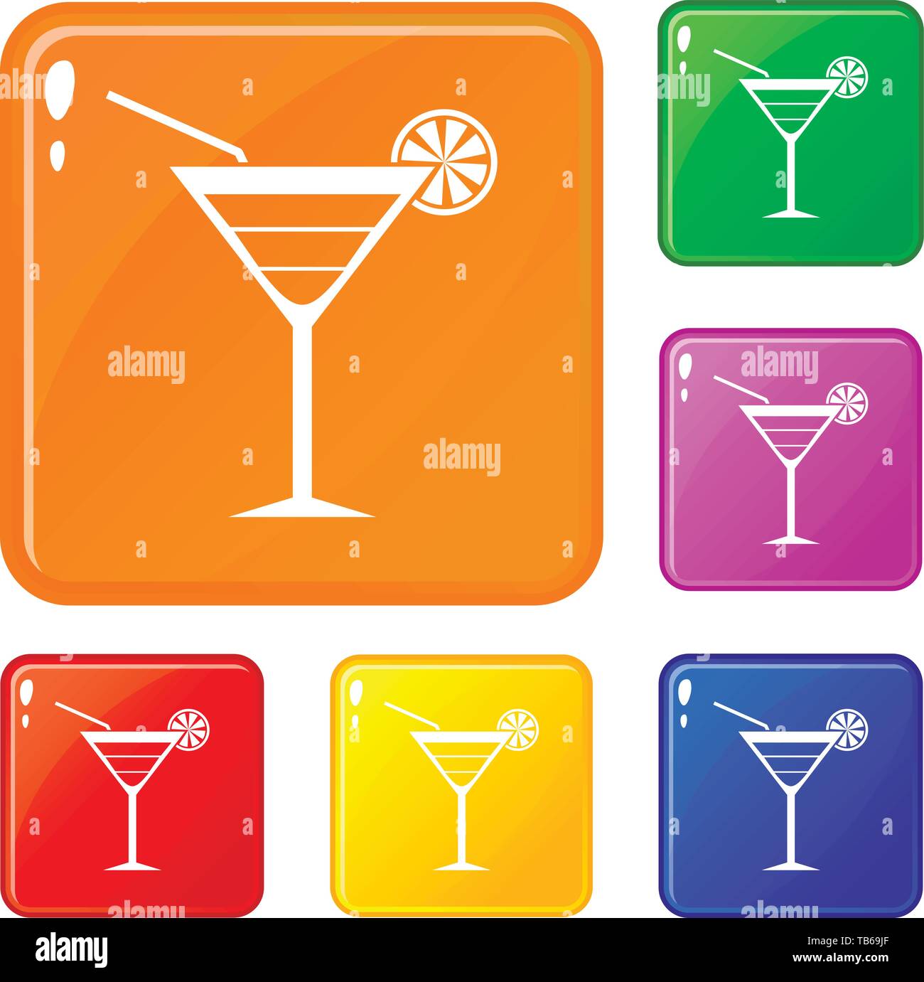 Beach Cocktail Icons Set Vector Color Stock Vector Image And Art Alamy