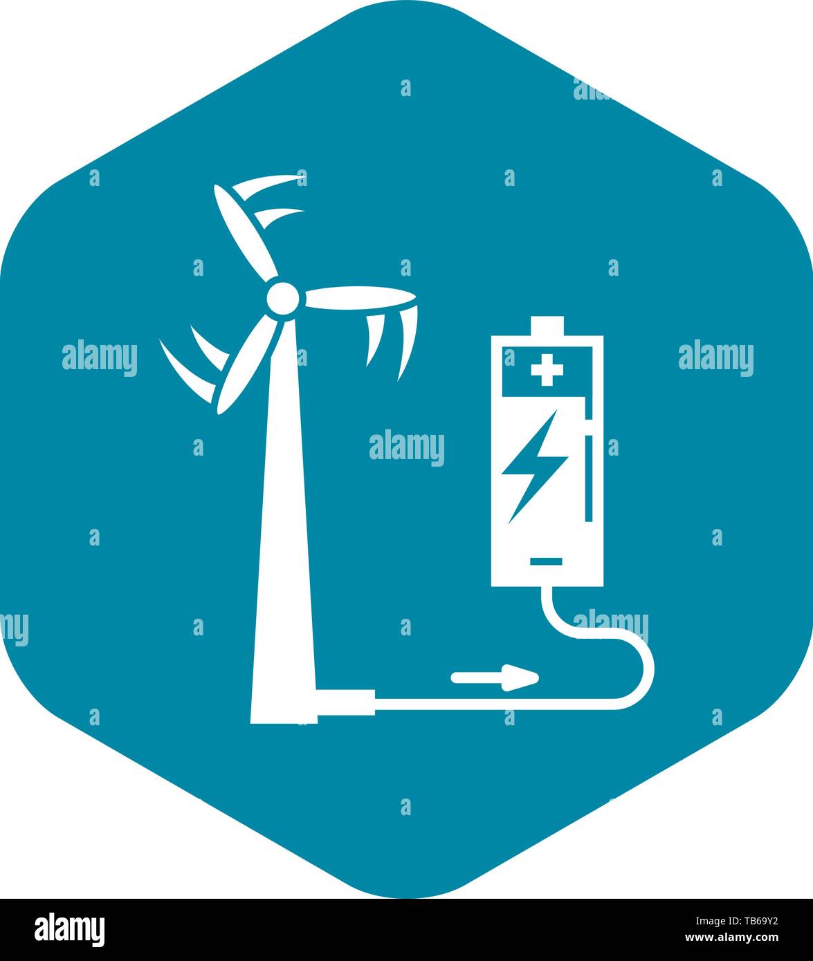 Wind turbine battery charging icon, simple style Stock Vector Image ...