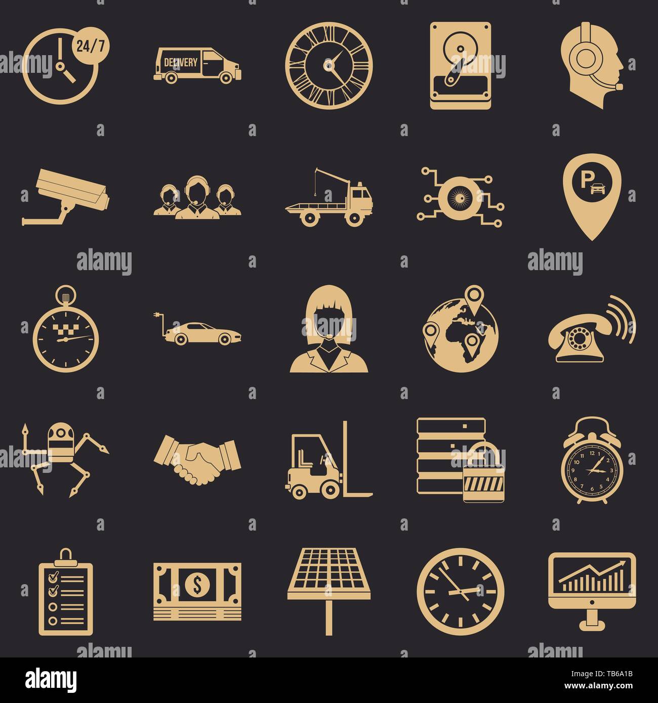 Working hours icons set, simple style Stock Vector Image & Art - Alamy