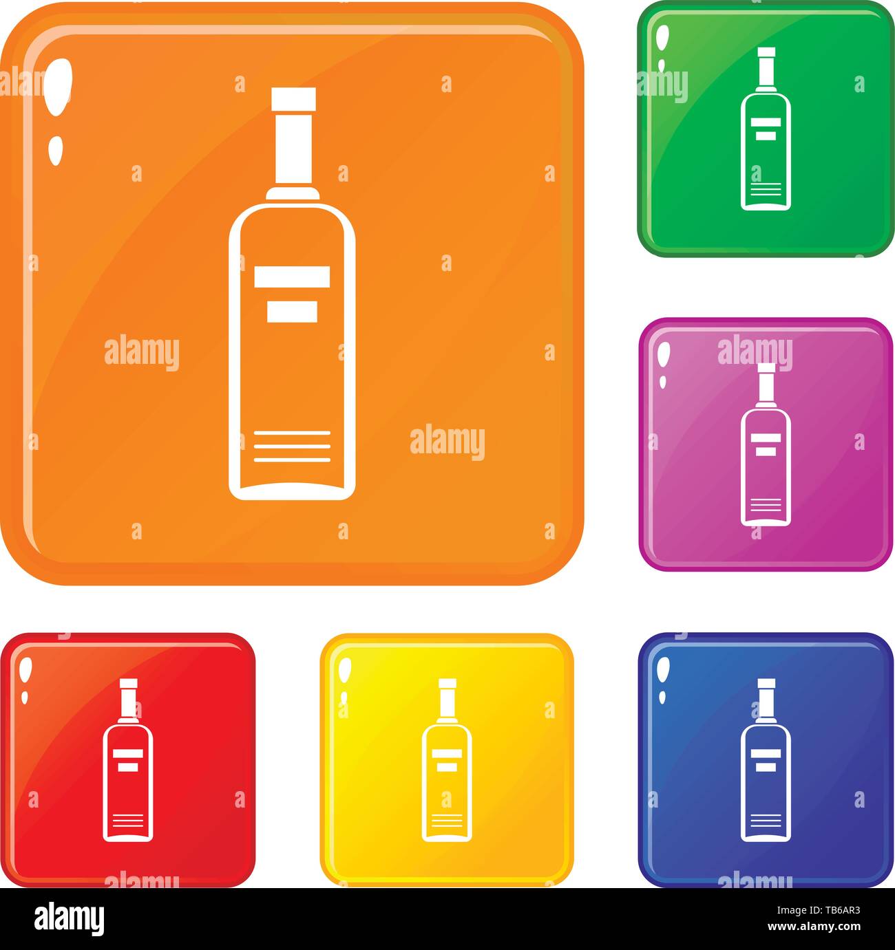 Bottle of vodka icons set vector color Stock Vector Image & Art - Alamy