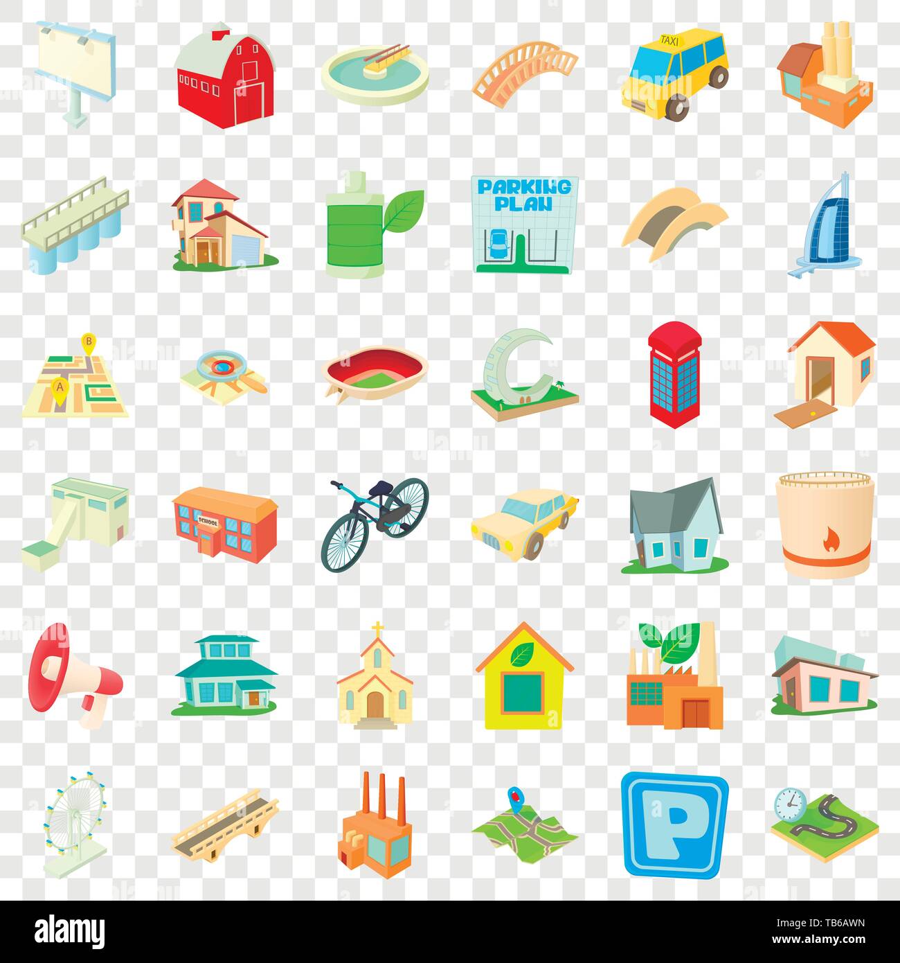 Downtown icons set, cartoon style Stock Vector Image & Art - Alamy