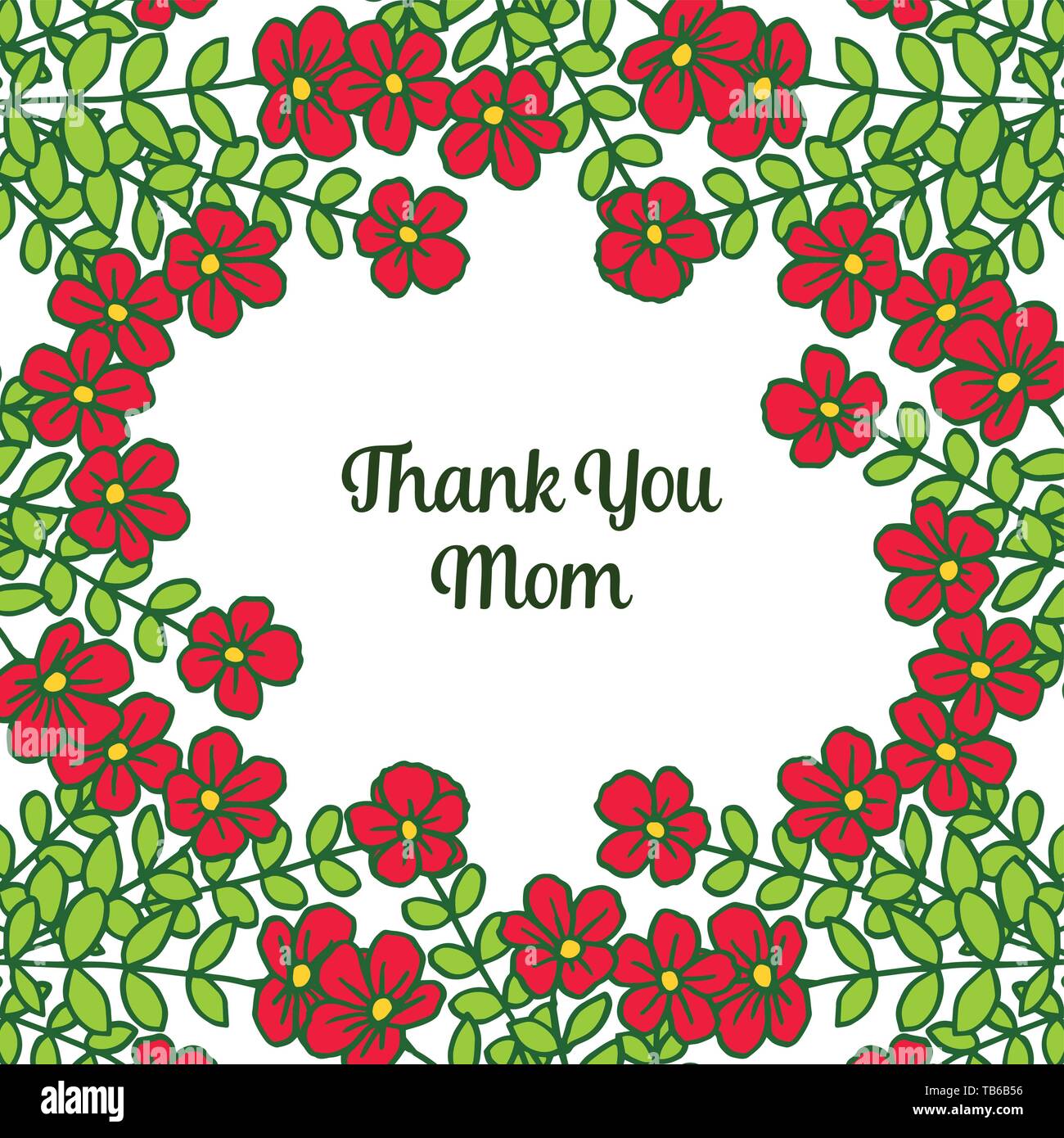 Vector illustration decorative of card thank you mom for art of red ...
