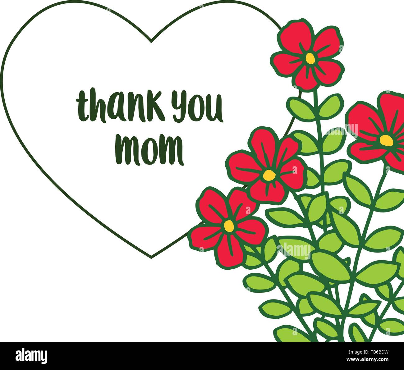 Vector illustration decorative of card thank you mom for art of red ...