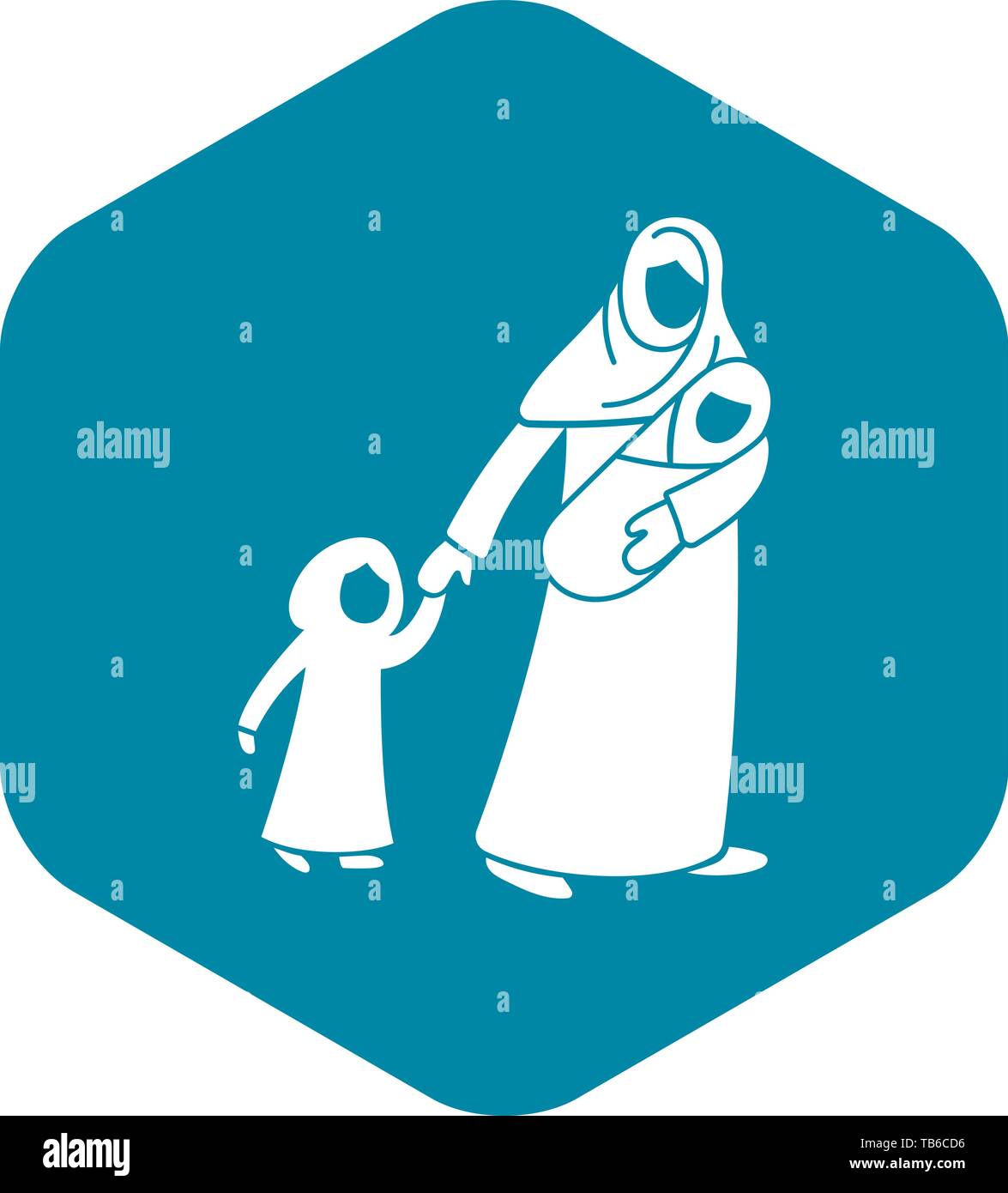 Refugee mother children icon, simple style Stock Vector Image & Art - Alamy