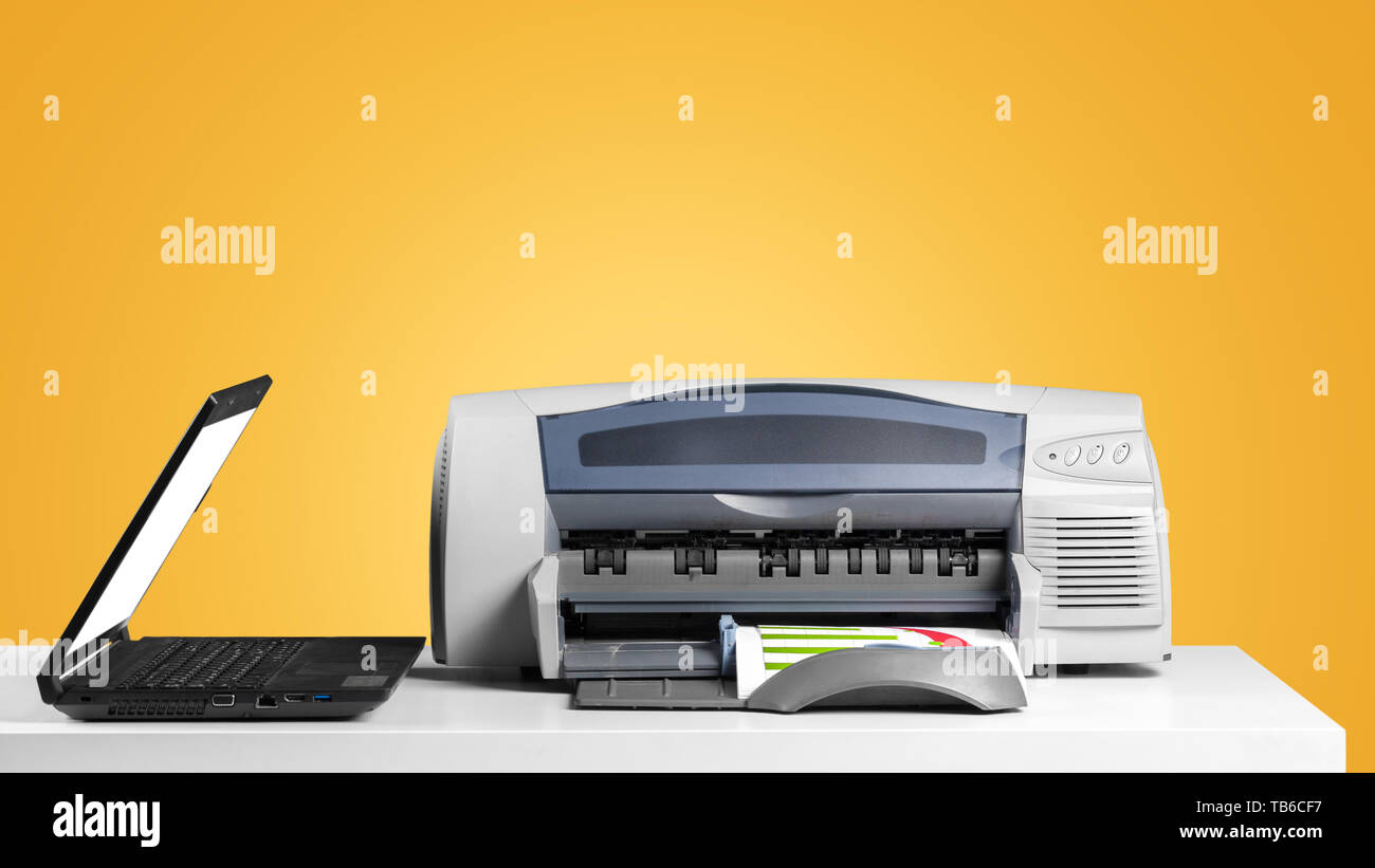 Printer copier machine on a bright colored background Stock Photo - Alamy