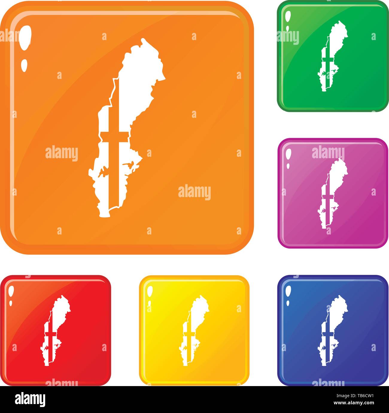 Map of Sweden icons set vector color Stock Vector Image & Art - Alamy