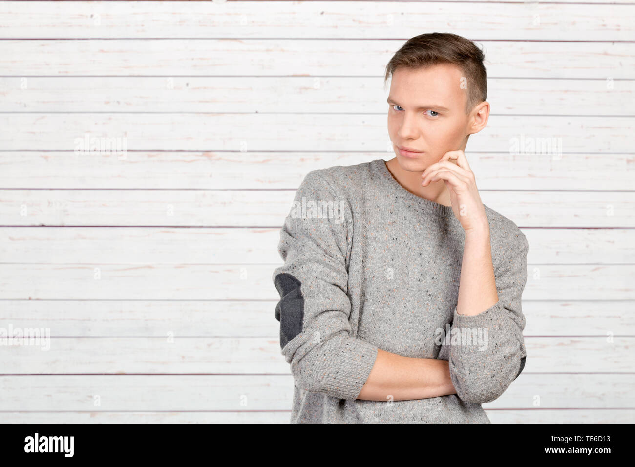 Portrait of handsome young thoughtful man Stock Photo - Alamy