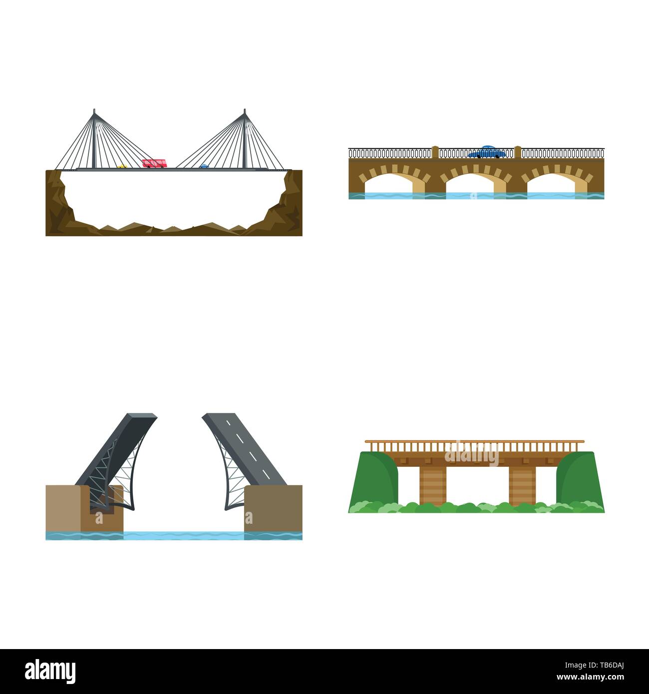Isolated object of bridgework and bridge symbol. Collection of ...
