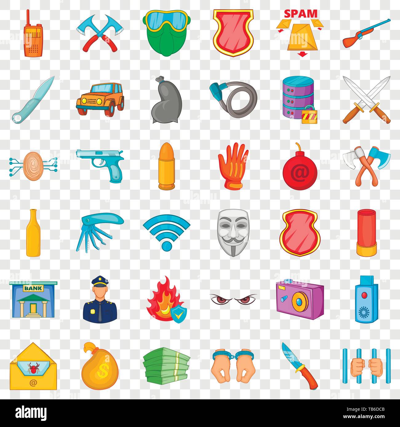 Police icons set, cartoon style Stock Vector Image & Art - Alamy