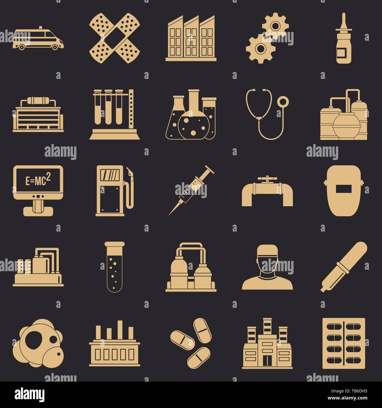 Processing plant icons set, simple style Stock Vector Image & Art - Alamy