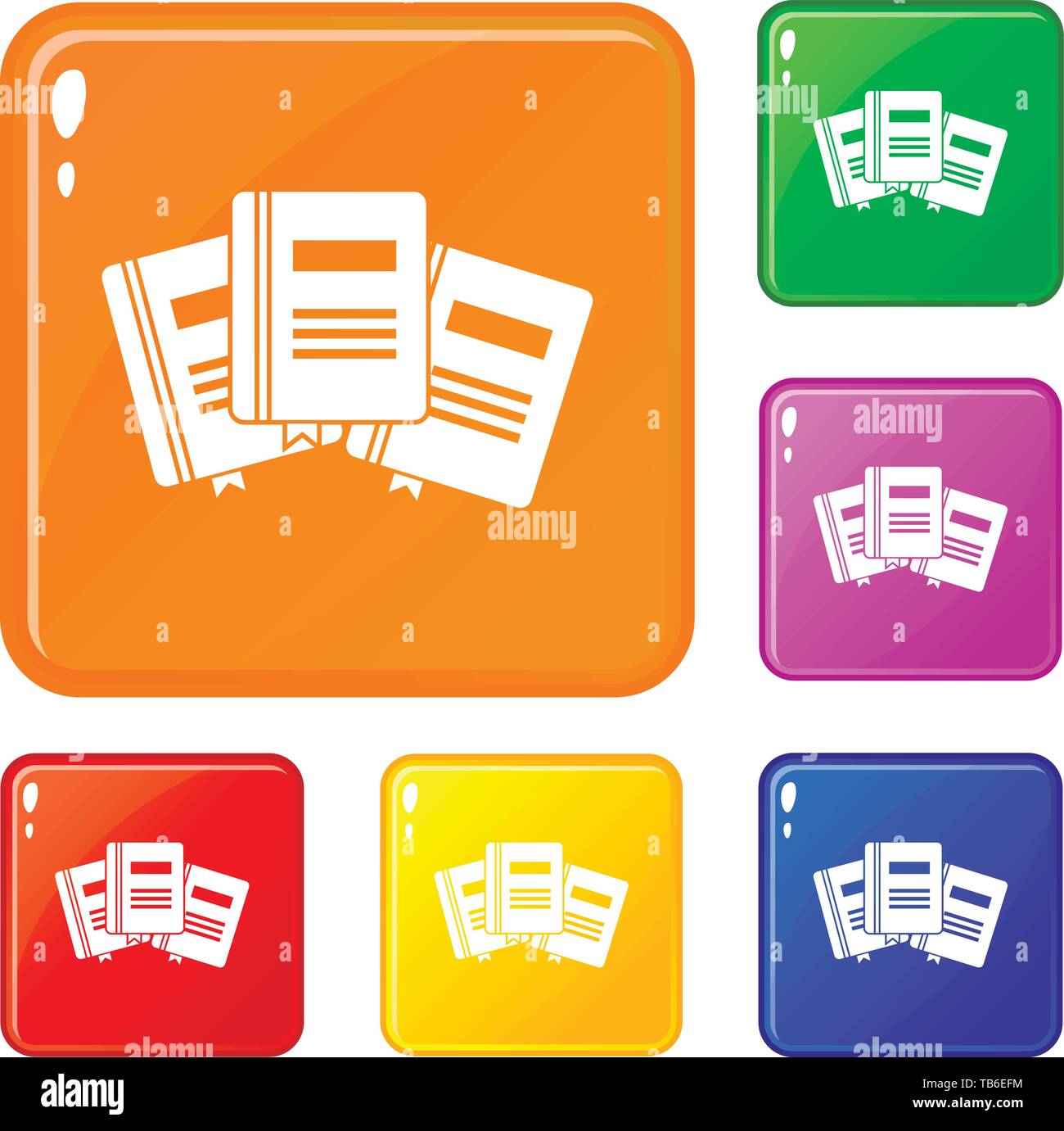 Three books with bookmarks icons set vector color Stock Vector Image ...