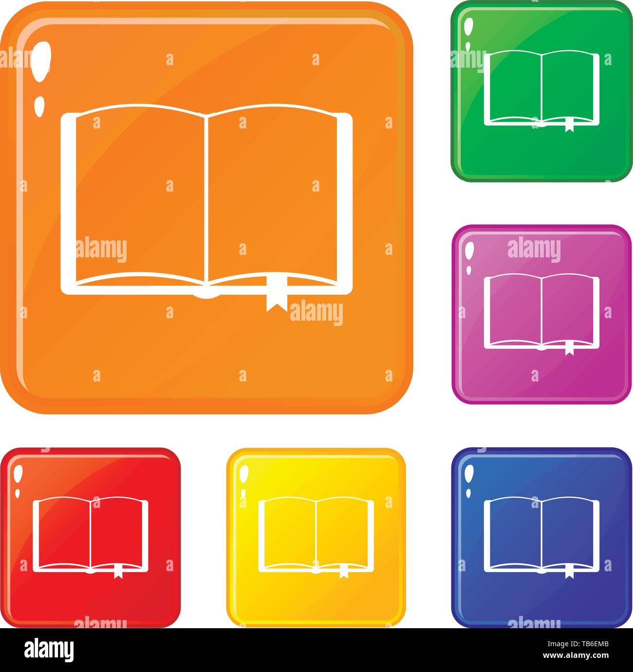 Open book with bookmark icons set vector color Stock Vector Image & Art ...