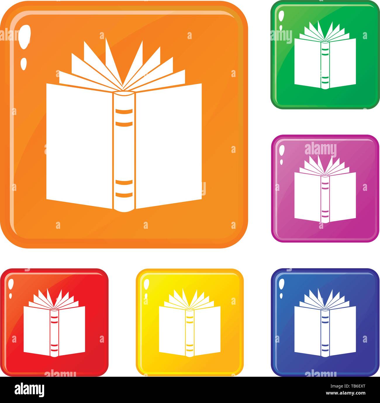 Open thick book icons set vector color Stock Vector Image & Art - Alamy