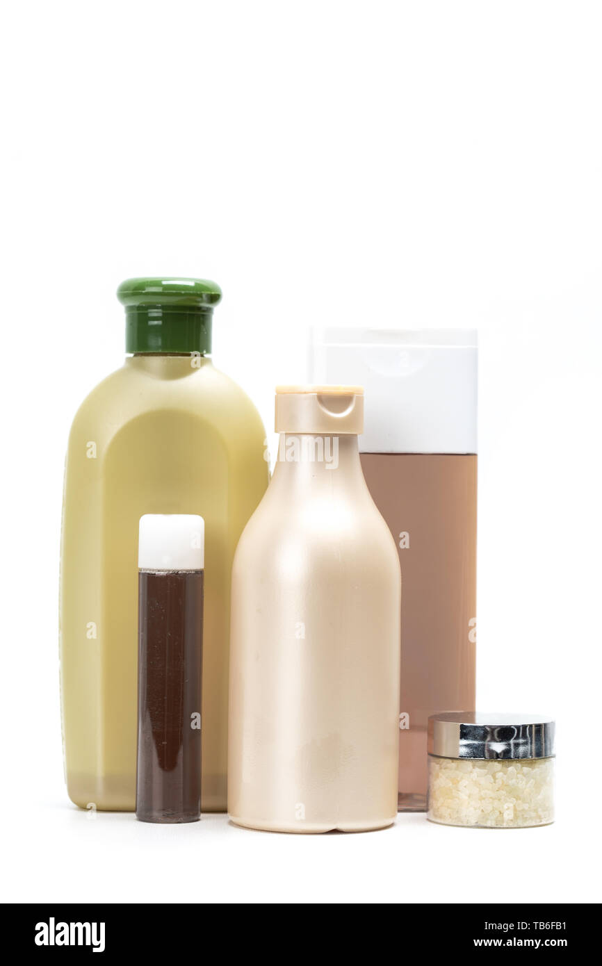 Cosmetic containers isolated on white Stock Photo - Alamy