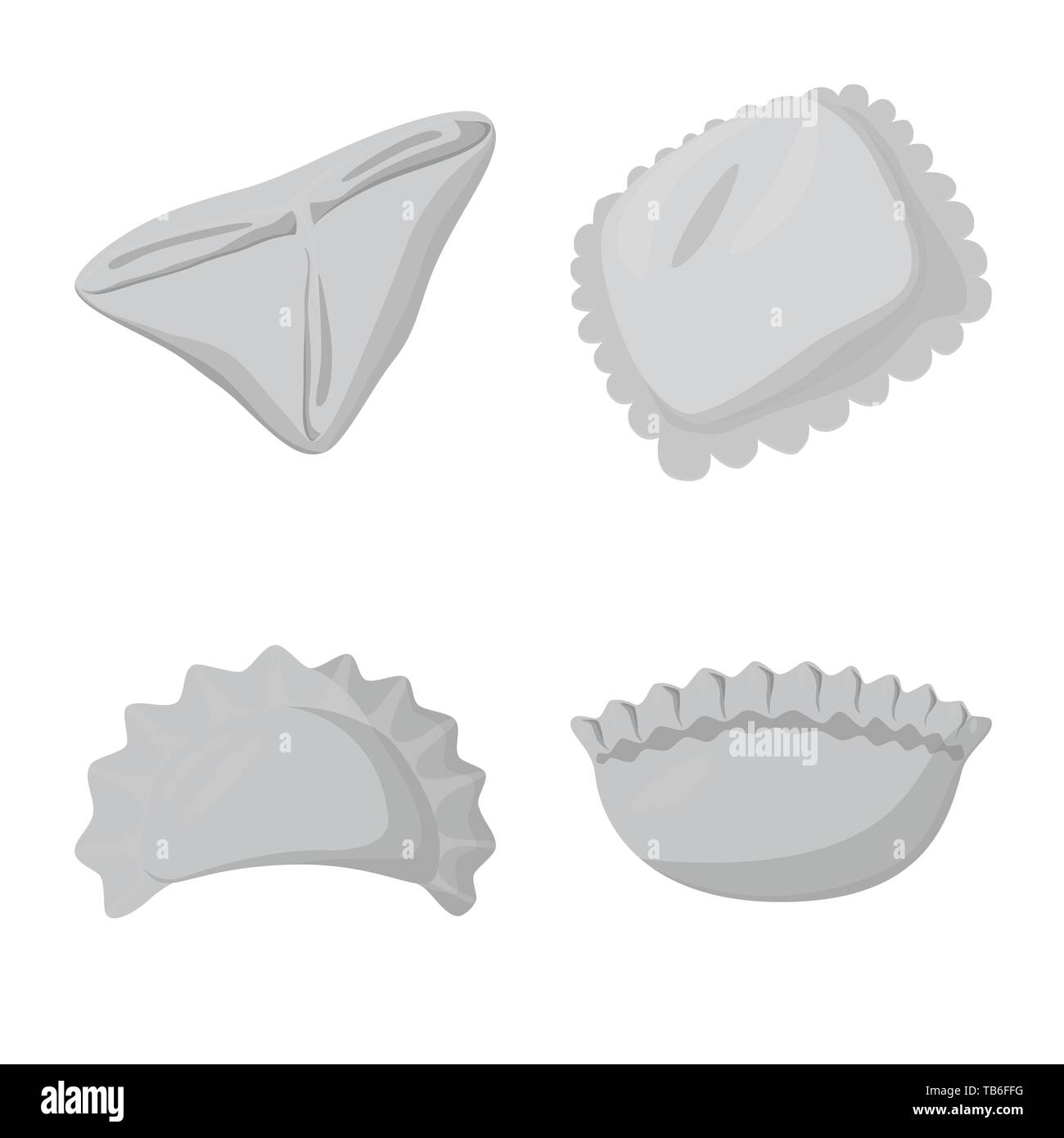 Vector design of dumplings and stuffed symbol. Set of dumplings and ...